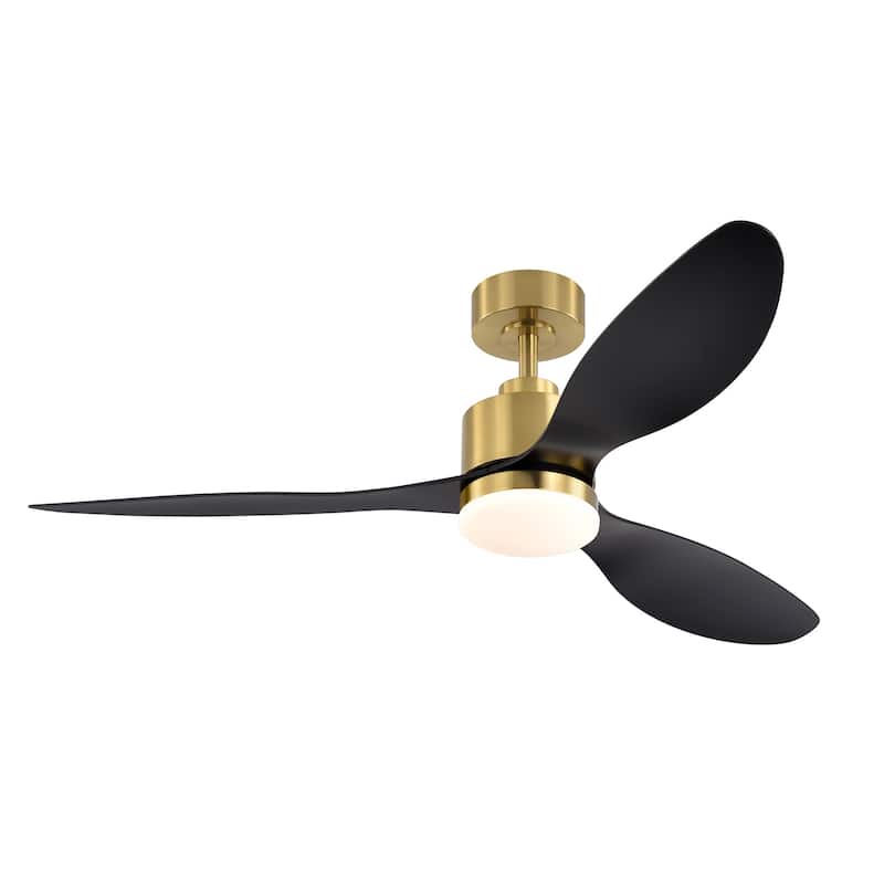 52" 3-Blade Gold Ceiling Fans with LED Light Remote Control - 52 Inch - Bed Bath & Beyond - 38074963